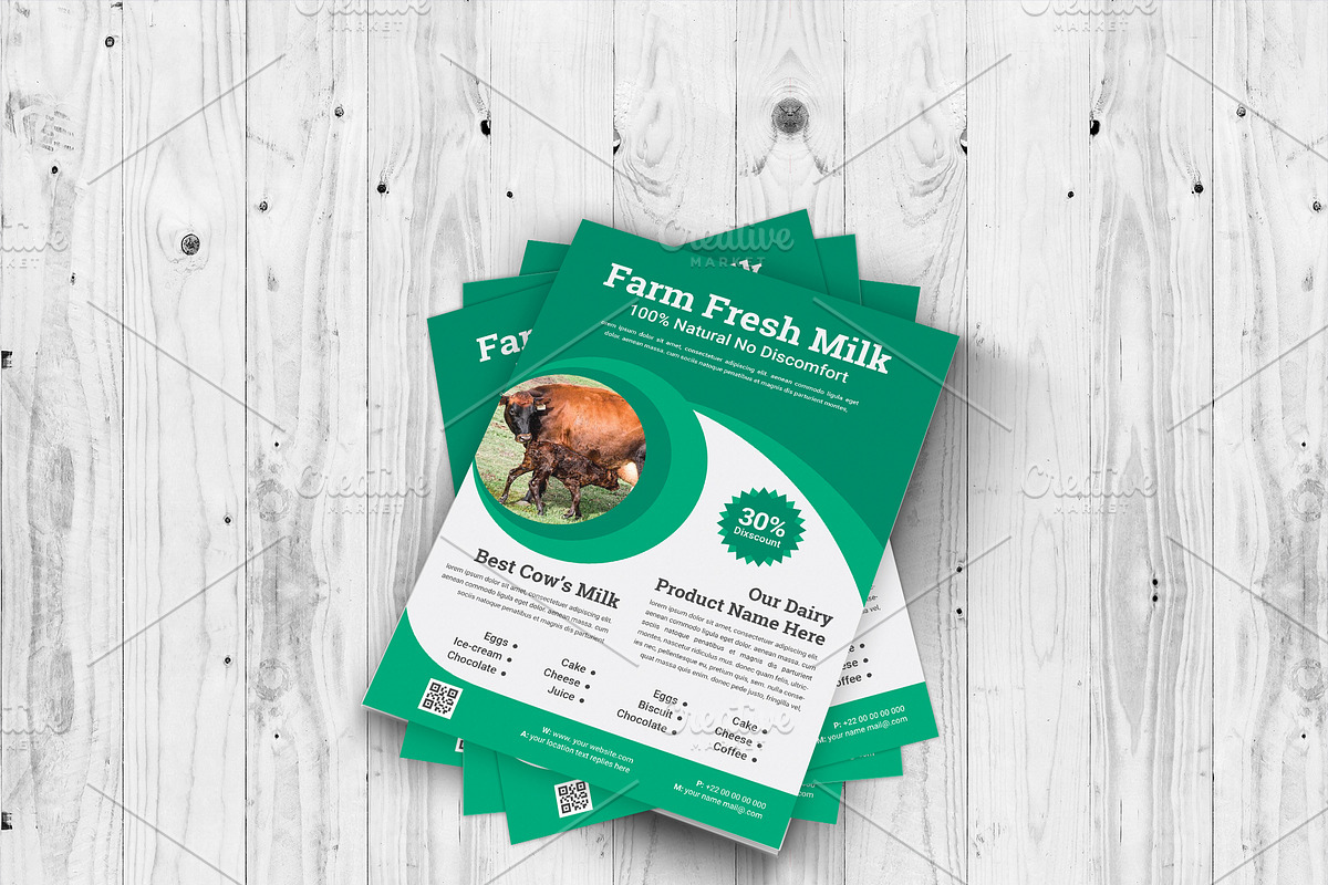 Farm Fresh Milk Flyer Template, a Flyer Template by MRI STUDIO