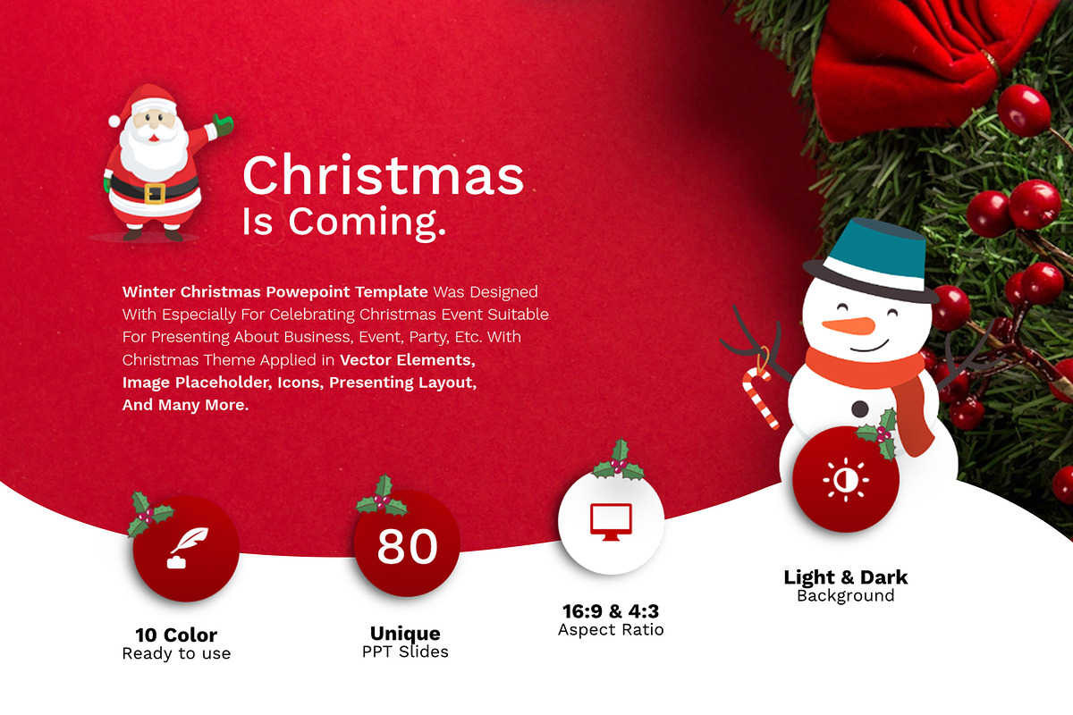 Winter Christmas PowerPoint Template, a Presentation Template by RRGraph