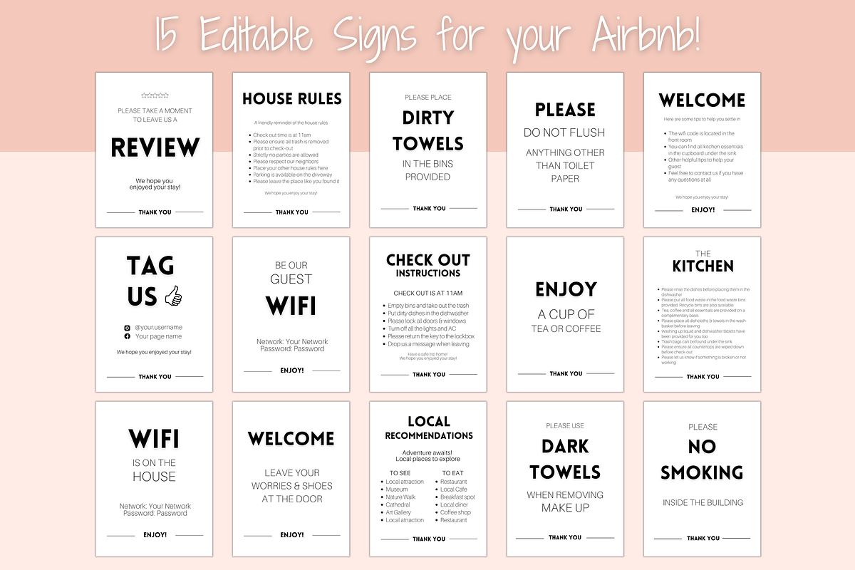 15 Airbnb Sign & Poster Templates