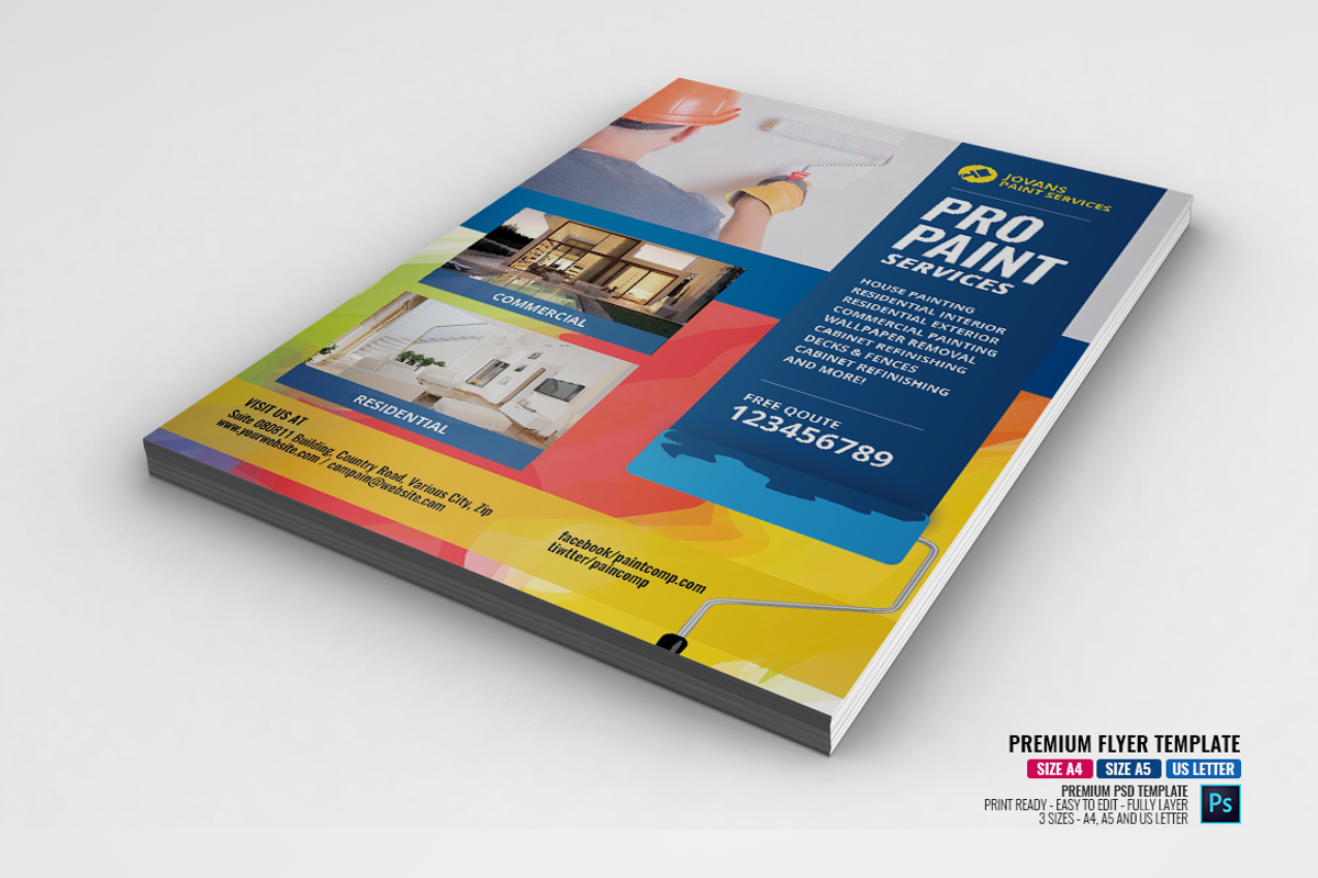 Paint Services Flyer, a Flyer Template by PSDPixel