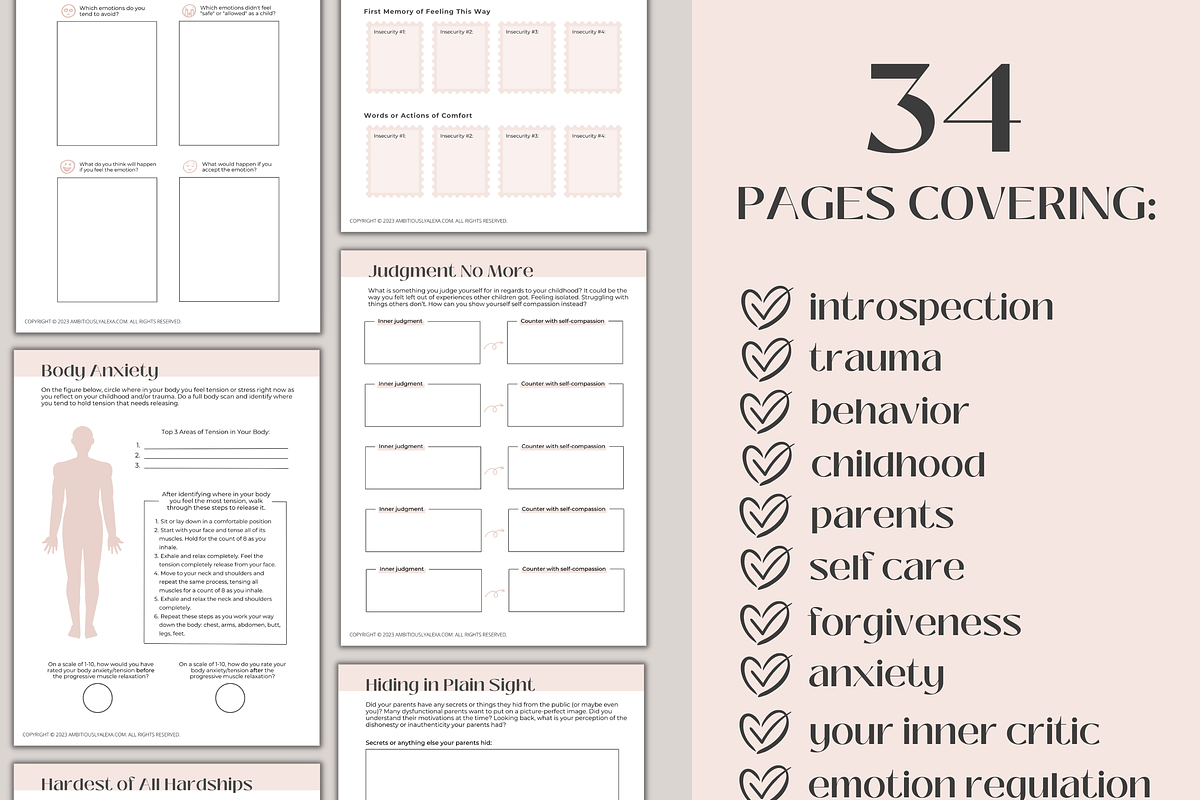 Inner Child Workbook Printable PDF for Reparenting