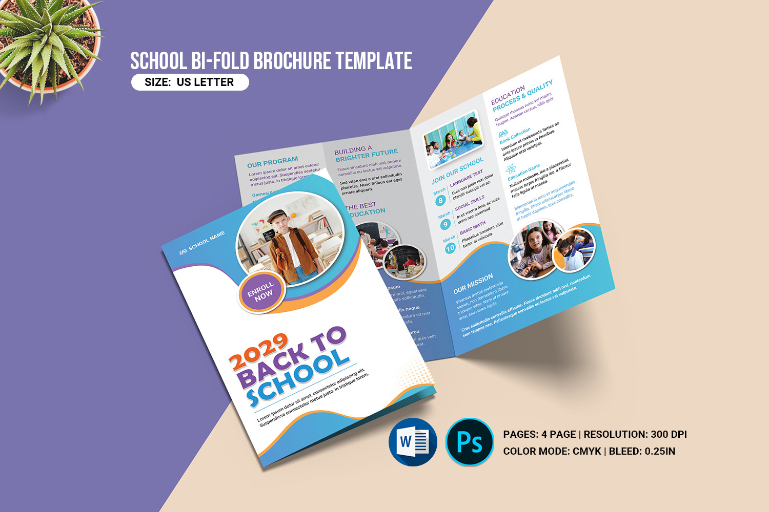 School Admission Bifold Brochure, a Brochure Template by Template Shop