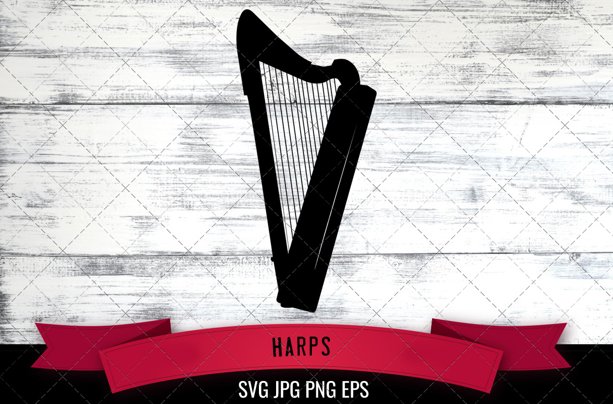 Harp SVG, Musical Instrument SVG, an Object Graphic by The Silhouette ...