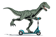 Velociraptor dinosaur riding scooter | Animal Illustrations ~ Creative ...