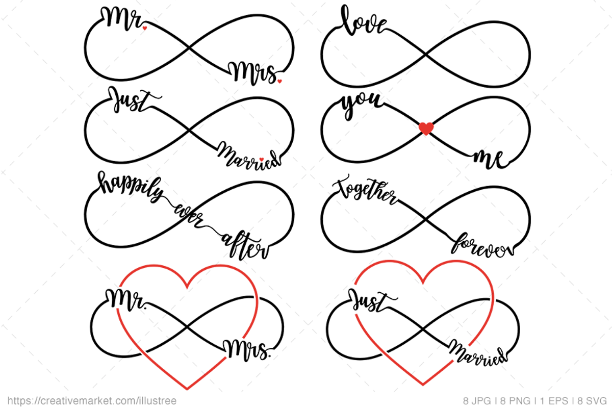 Wedding infinity sign, vector set, a Graphic by Illustree