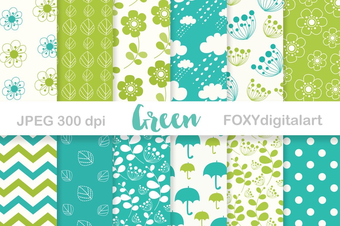 Green Digital Paper Pack Scrapbook, a Pattern Graphic by FOXYdigitalart ...
