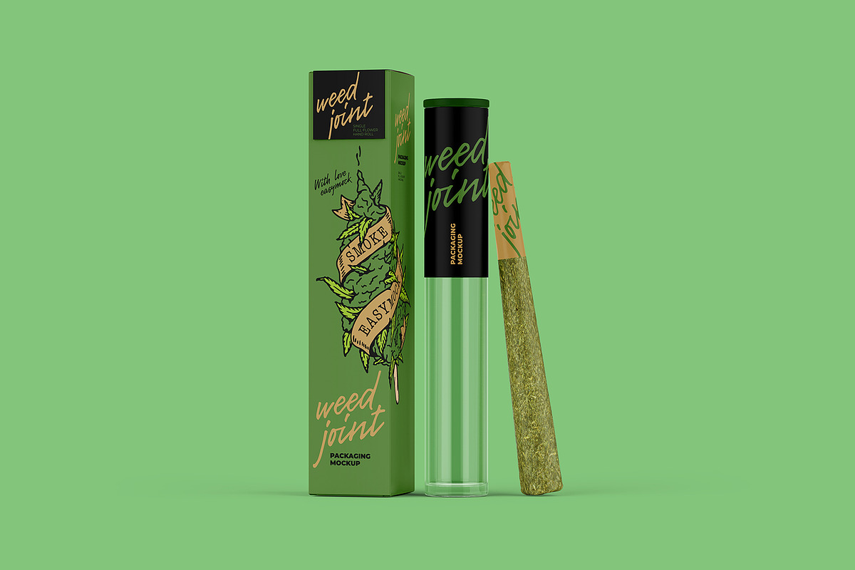 Weed Joint Pre-Roll Mockup - 5 PSD, a Product Mockup by easymock 2