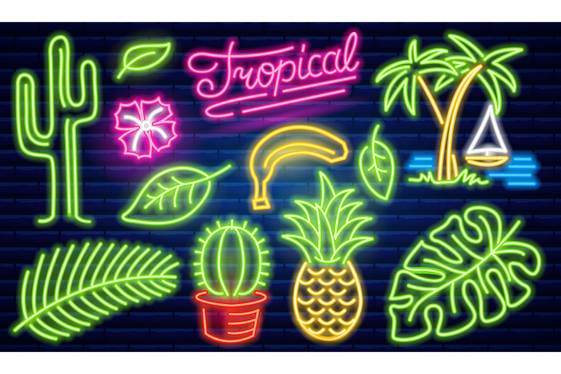 Set of fashion neon sign, a Texture Graphic by Arthur Balitskiy