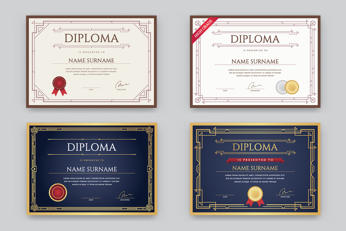 Awesome 55 Diploma & Certs Templates, a Stationery Template by Ckybe's ...