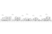 Neighborhood line art cityscape, an Illustration by Vector Tradition