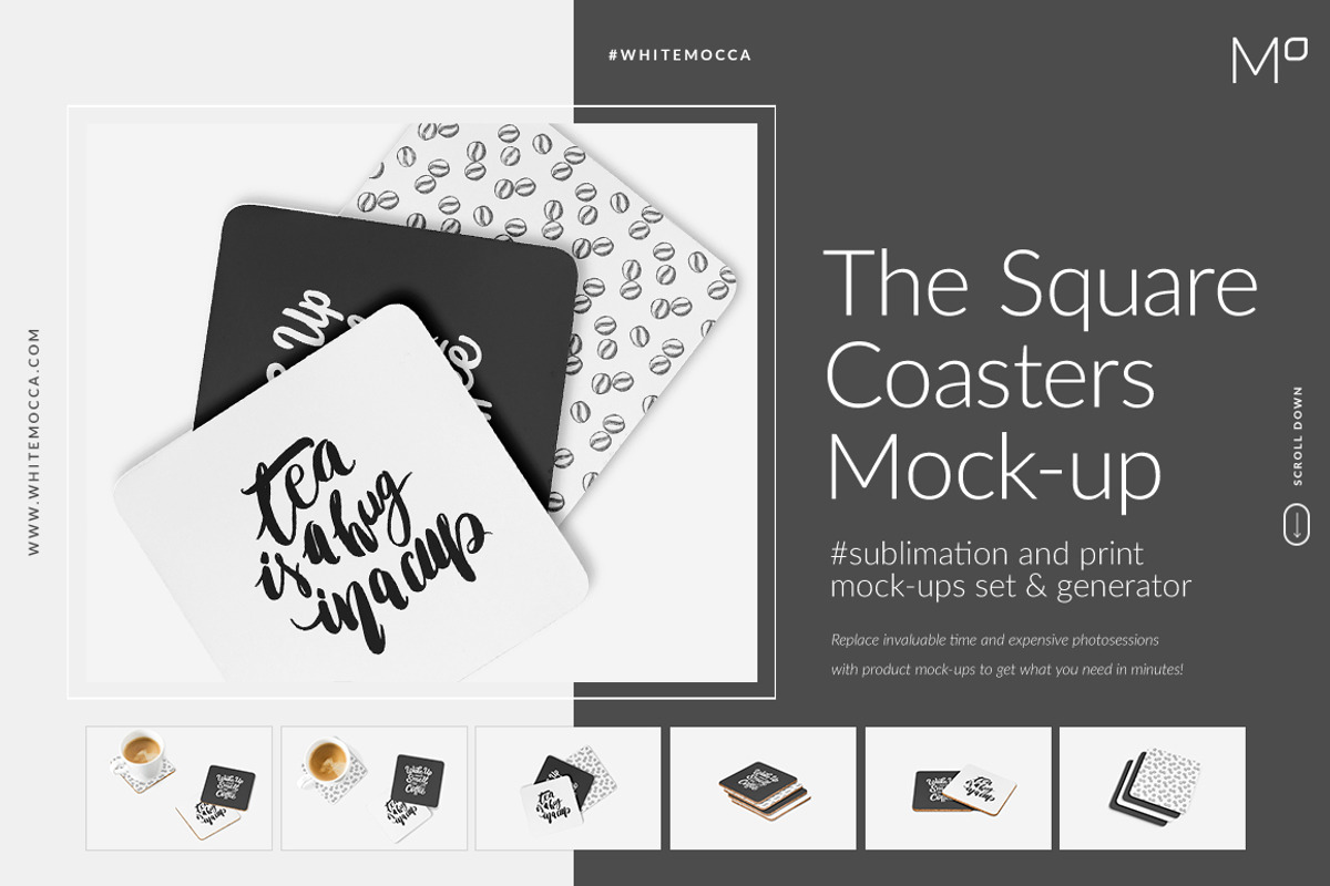 Square Coasters Mock-ups Generator, a Cups & Container Mockup by Mocca ...