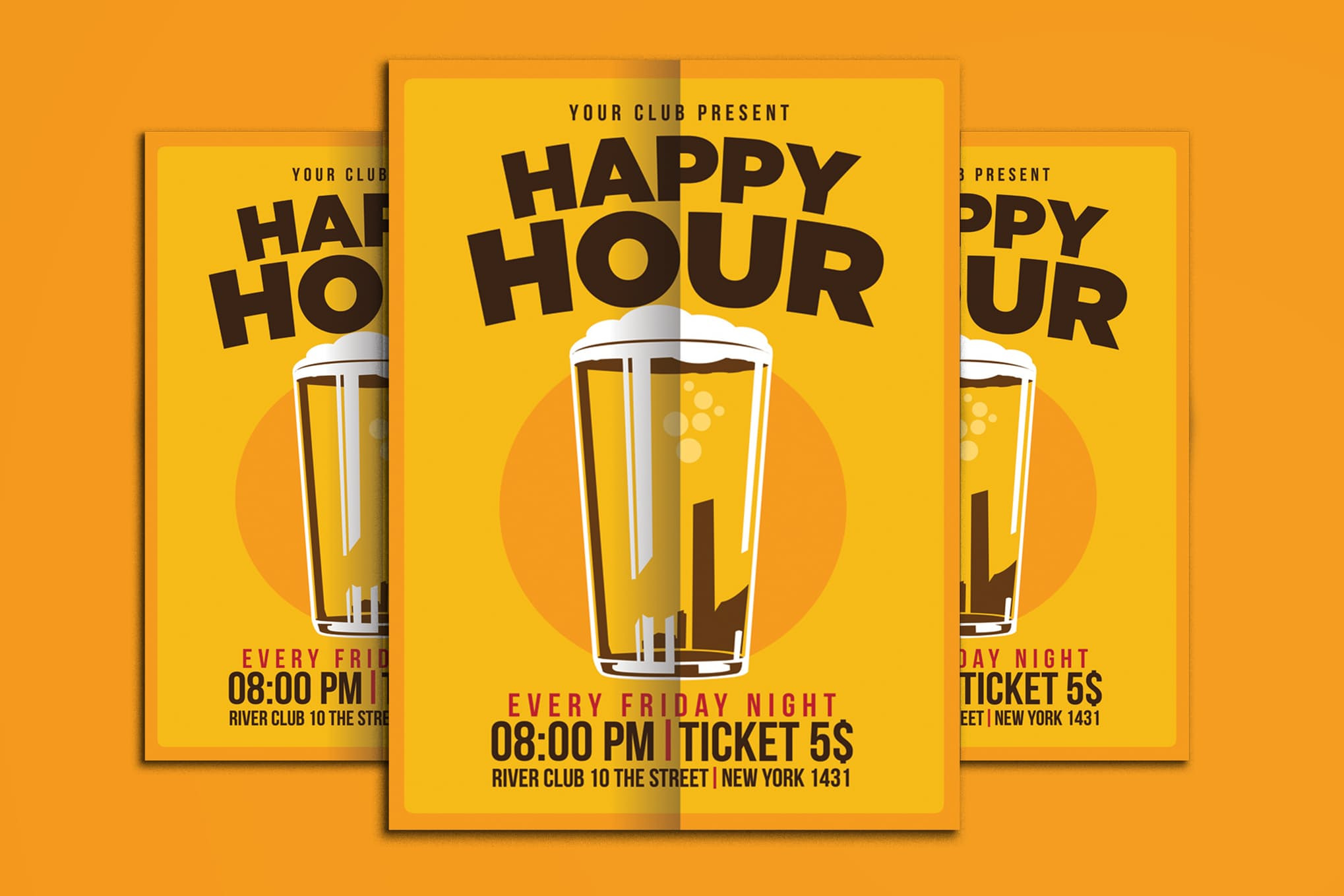 Happy Hour Beer Promo, a Flyer Template by Muhamad Iqbal hidayat