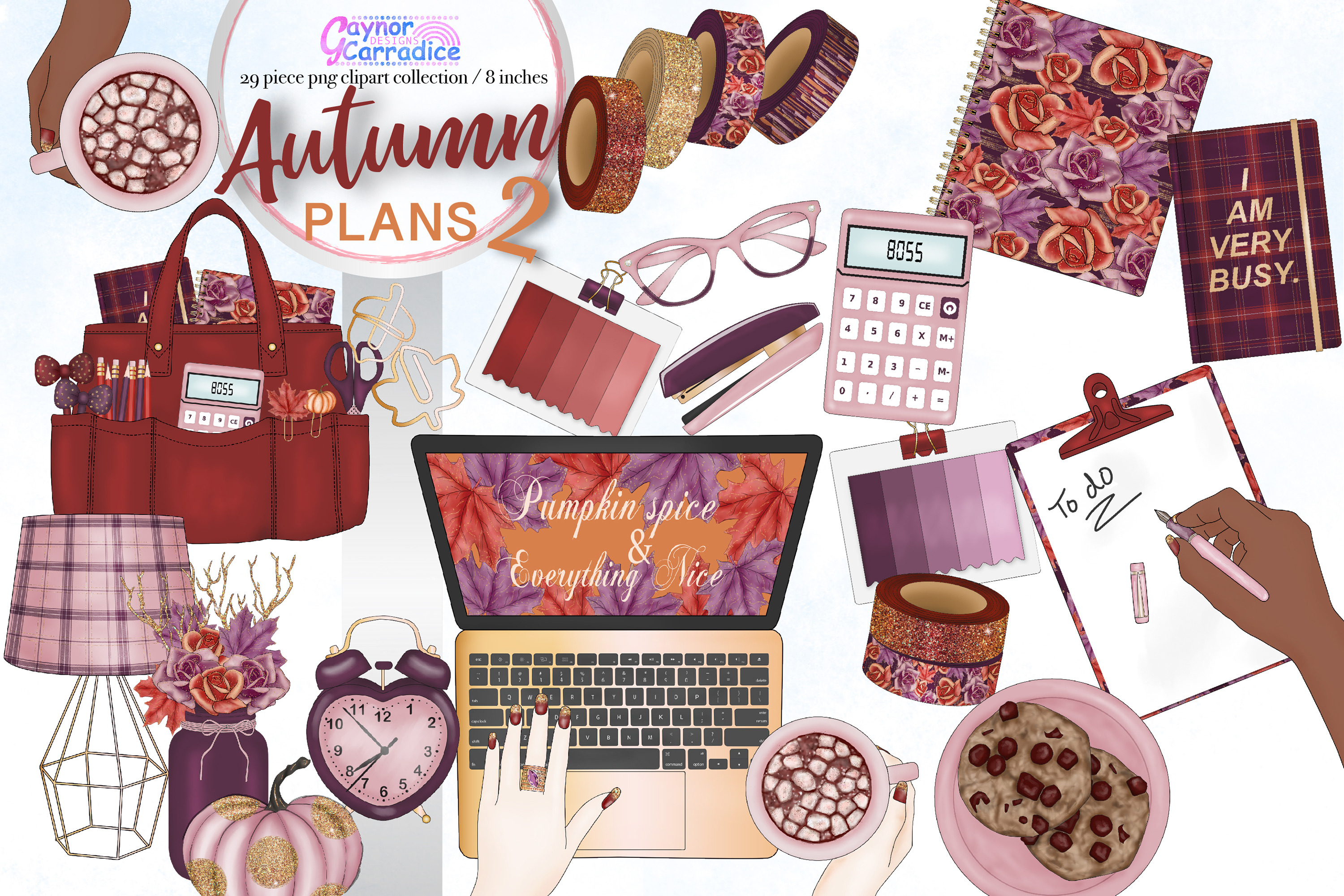 Autumn watercolor office clipart, an Education Illustration by Gaynor ...
