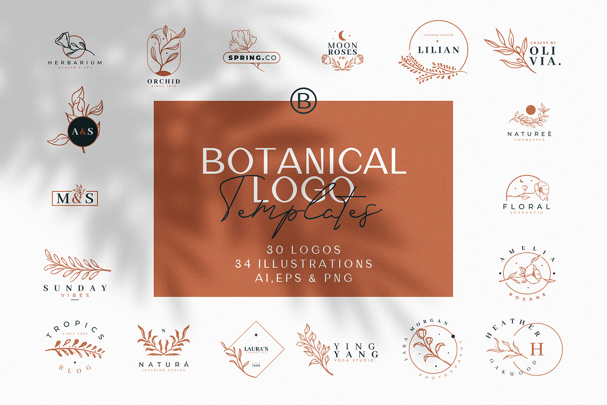 30 Hand Drawn Botanical Logos A Branding Logo Template By Andrewpixel