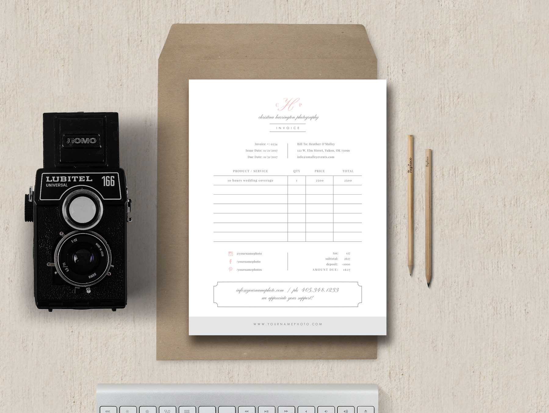 Simple Studio Invoice Template, a Stationery Template by roselindoco