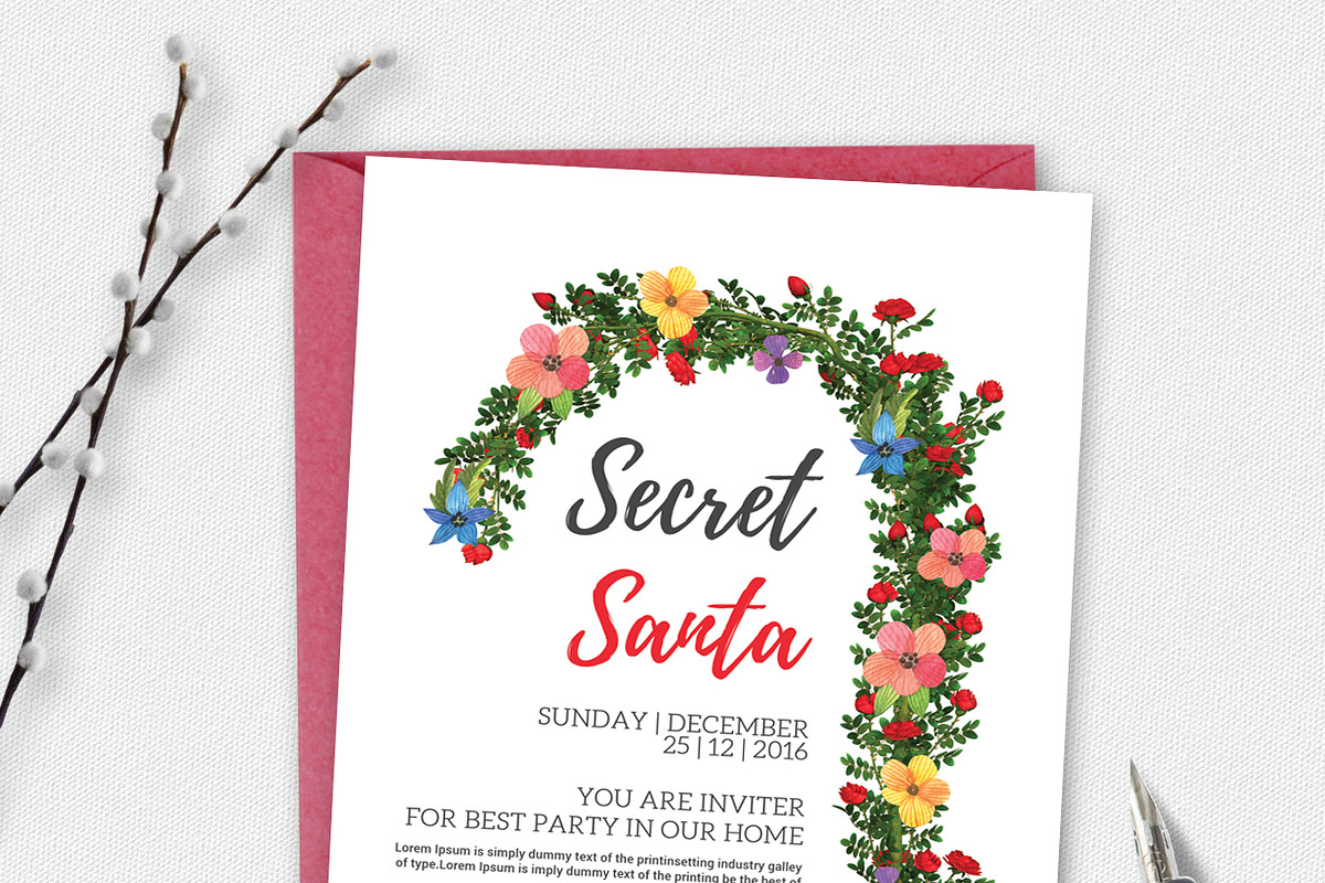 Secret Santa Party Invitation Card, an Invitation Template by ...