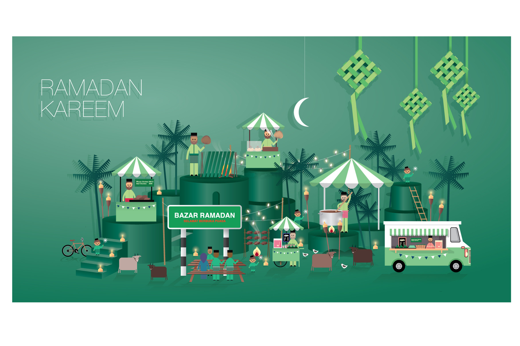 ramadan bazaar template vector, a Food Illustration by lyeyee