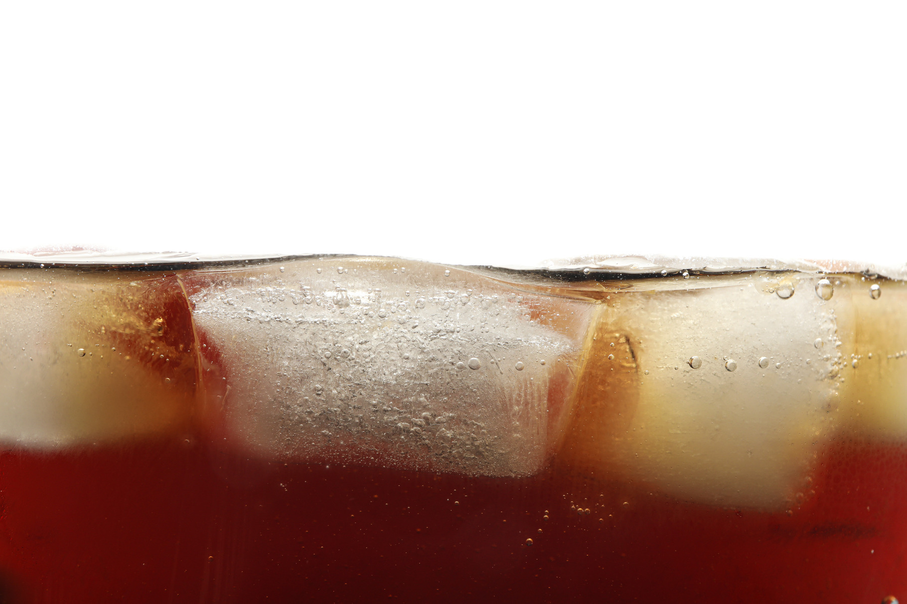 Side view background of cold cola with ice, isolated, a Food & Drink ...