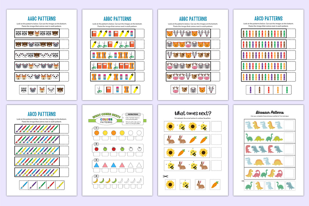 Kindergarten Pattern Workbook Kids