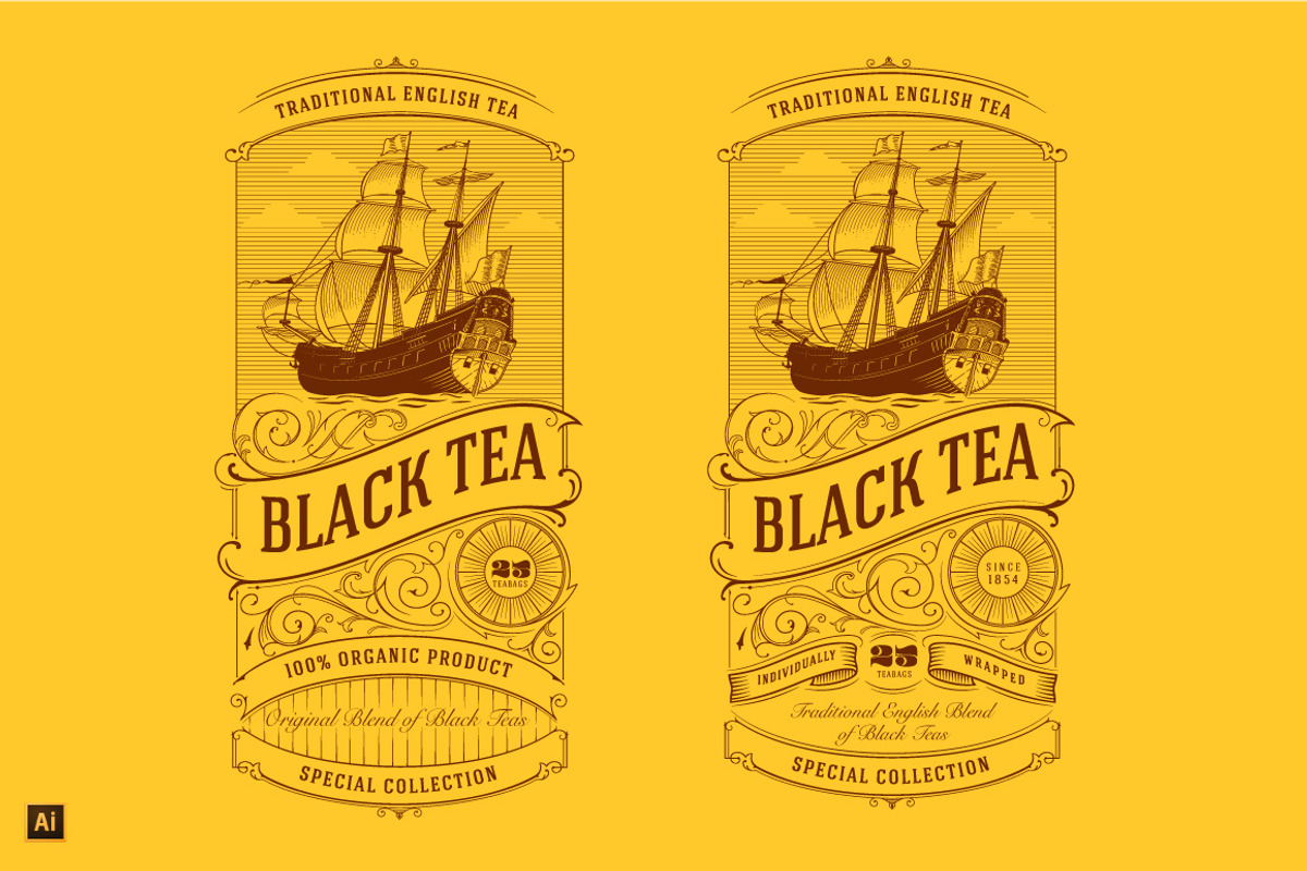 Vintage Tea Label Logo, a Branding & Logo Template by vatesdesign