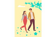 Happy People Walking Among Spring, a Person Illustration by robuart