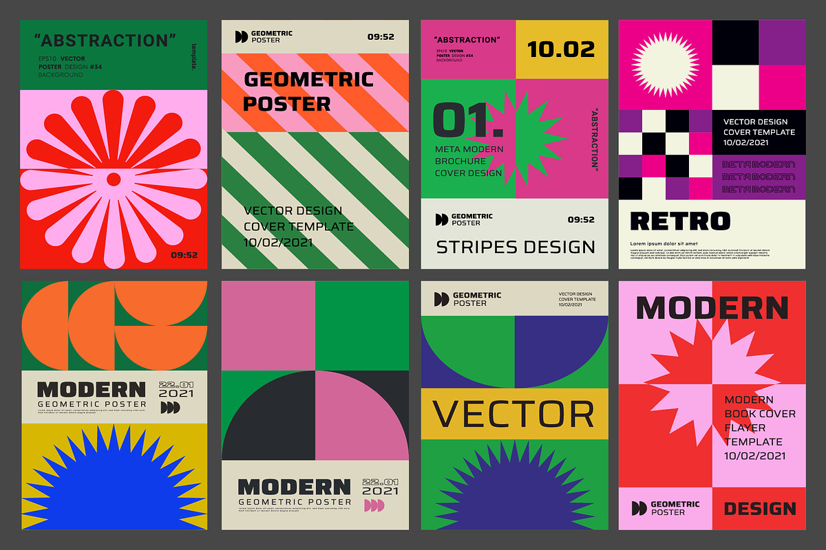 MODERN GEOMETRIC VECTOR POSTERS SET