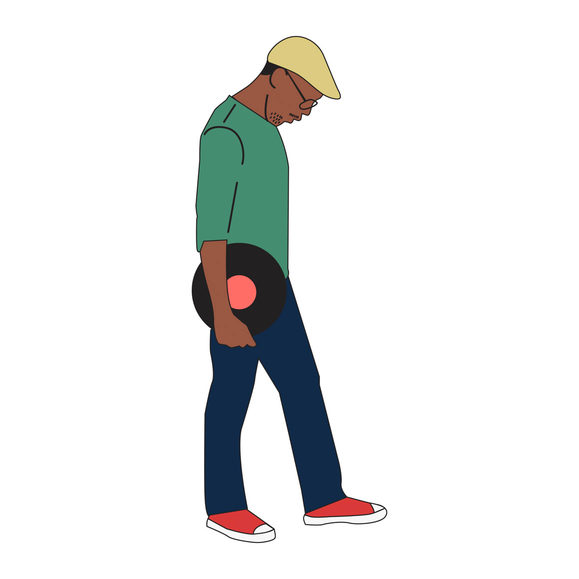 Illustration of man and vinyl record, a Person Illustration by rawpixel