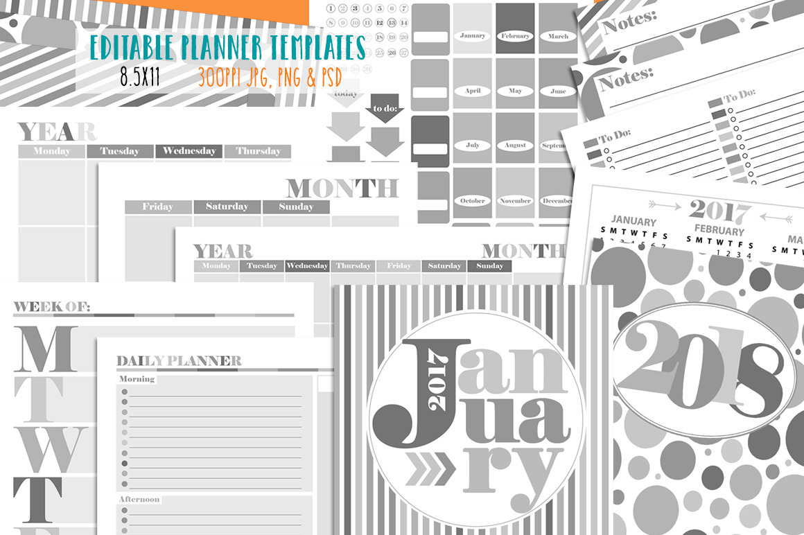Customizable Planner Page Templates, a Stationery Template by Studio ...
