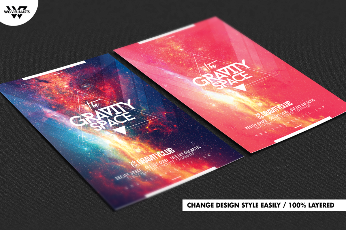 3in1 SPACE Flyer Template, a Flyer Template by WG DESIGN