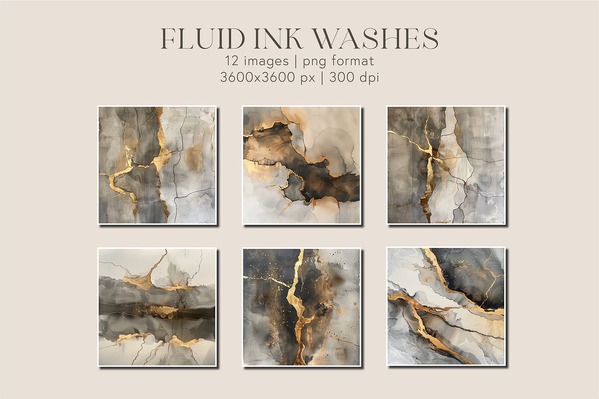 Fluid ink wash kintsugi backgrounds