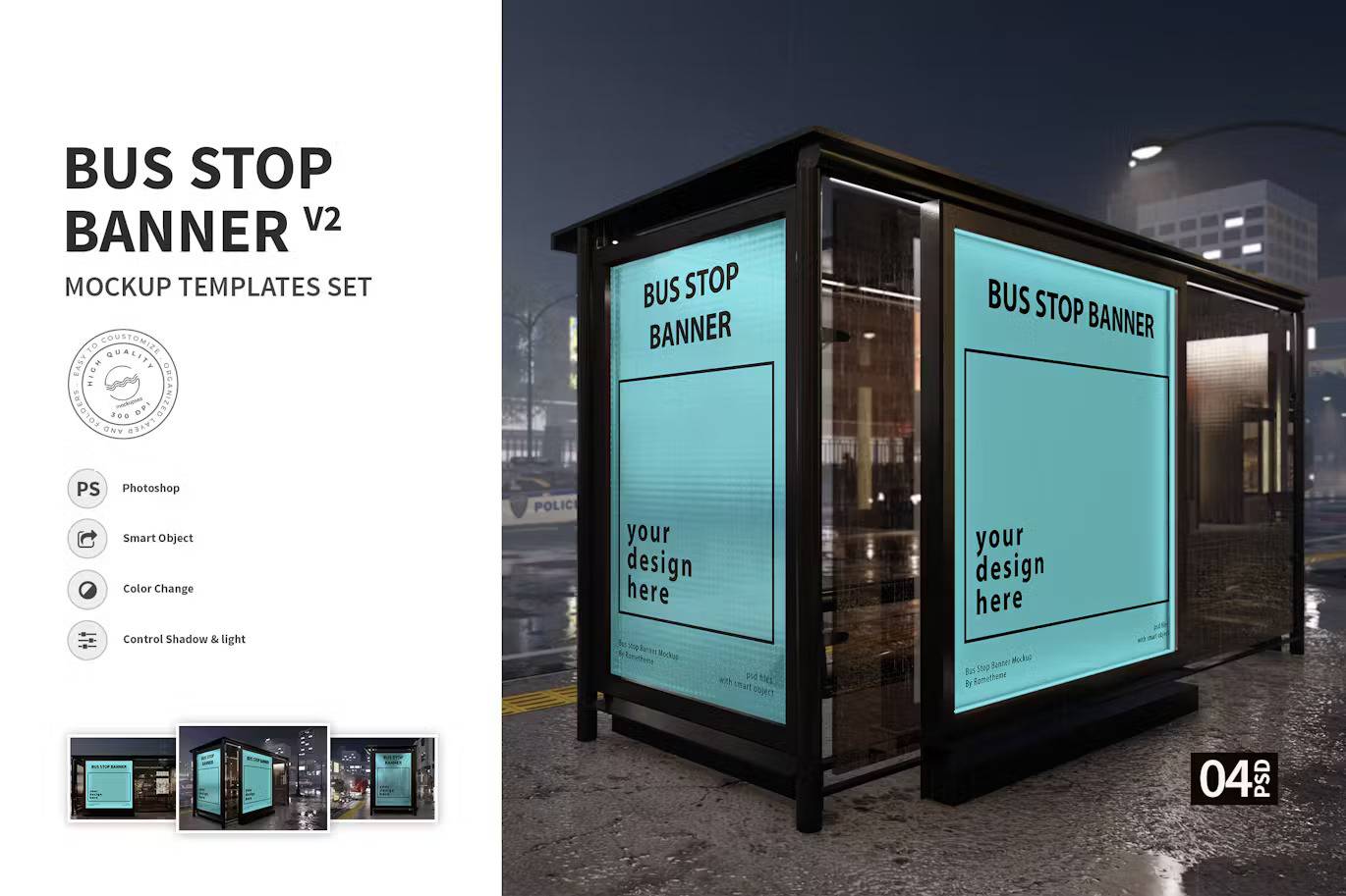 Bus Stop Banner Mockup Set, an Advertising Mockup by PaperMoon