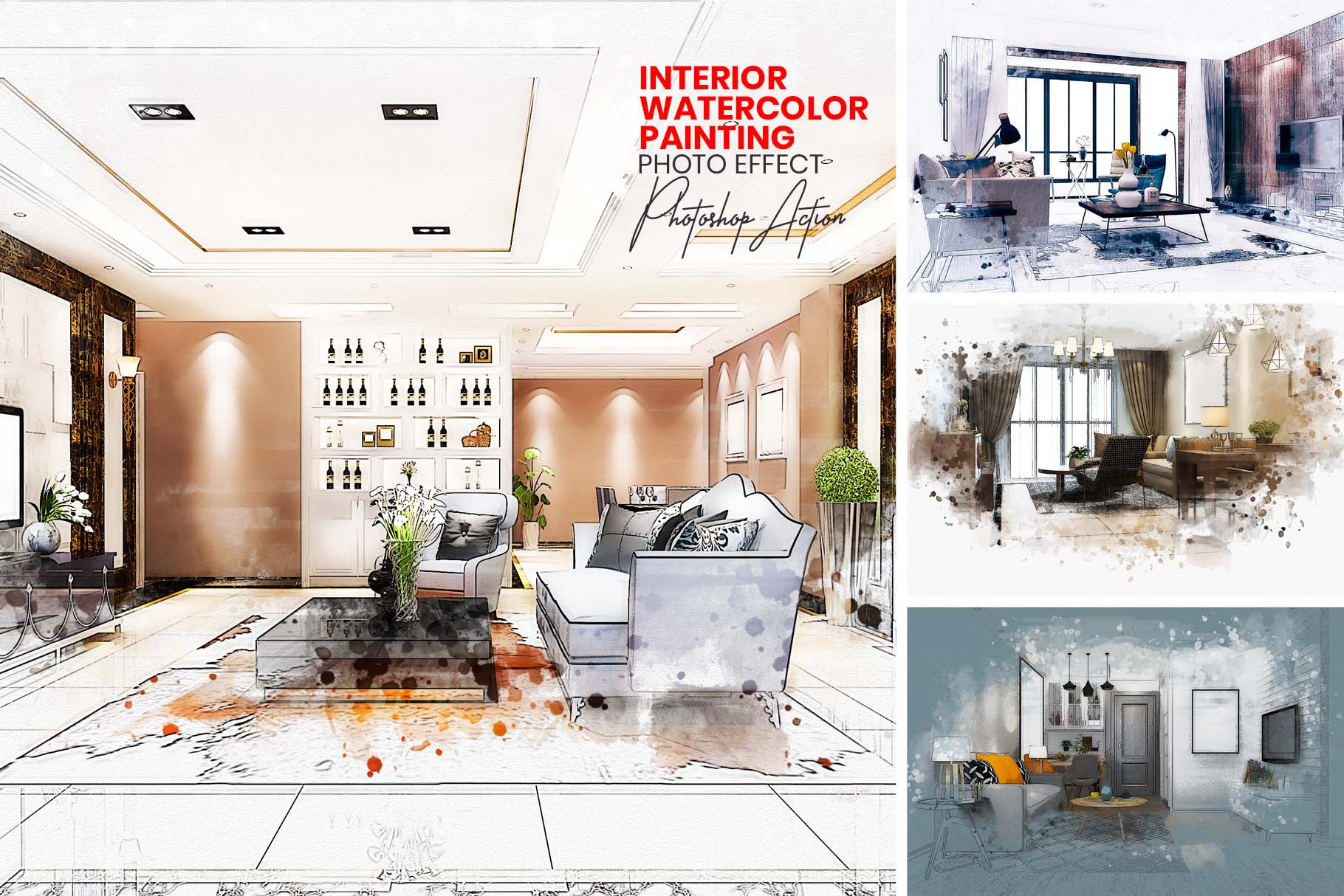Interior Watercolor Painting Effect