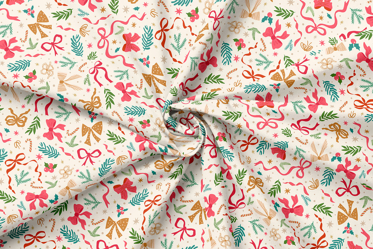 Cute Christmas bows and ribbons patterns