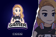 Gamer Girl With Joystick Logo, a Branding & Logo Template by tkzgraphic