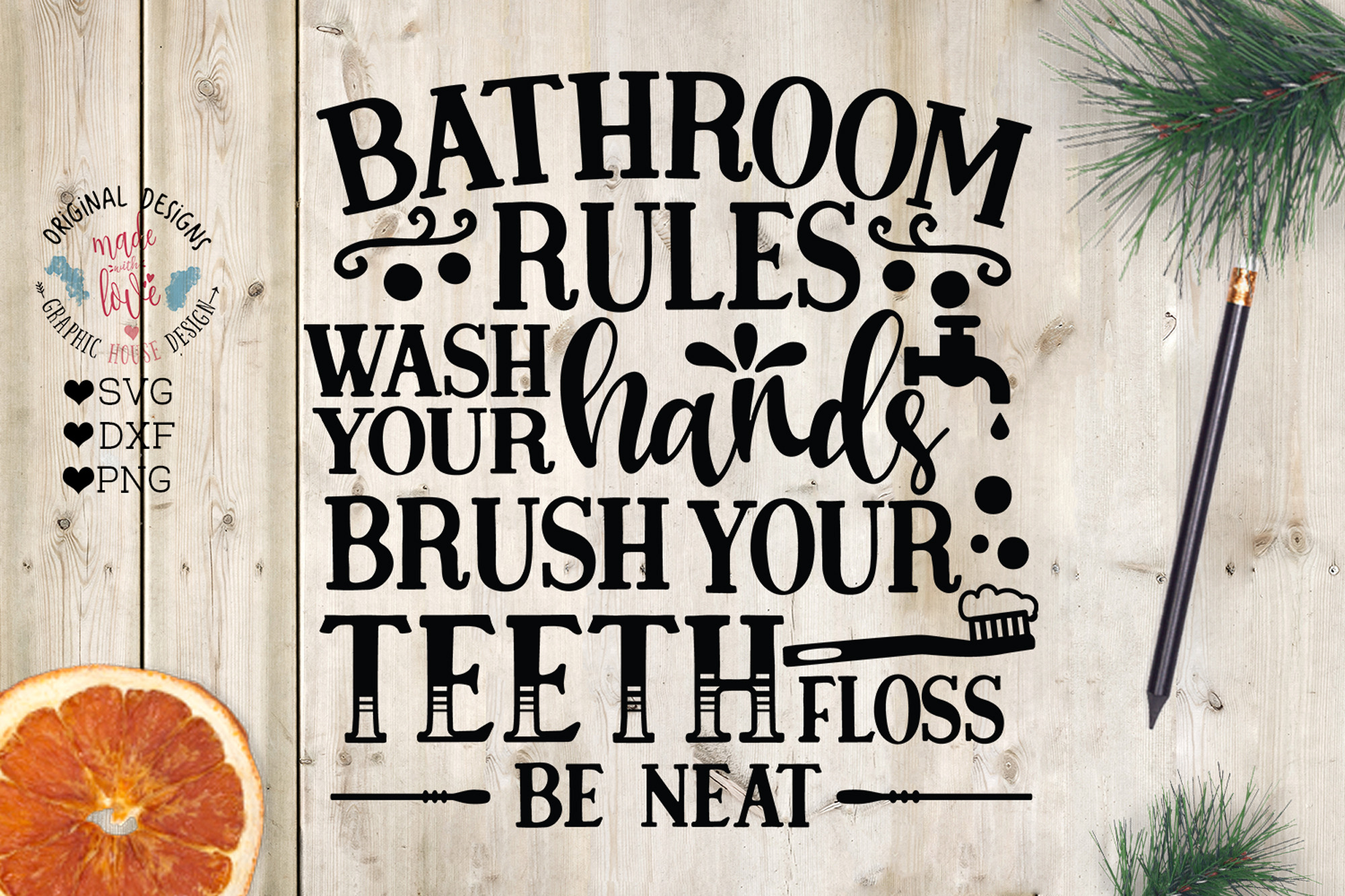 Bathroom Rules Cut File, a Decorative Illustration by Graphic House ...