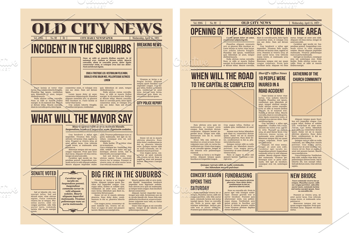 Vintage newspaper, old paper, an Illustration by Vector Tradition