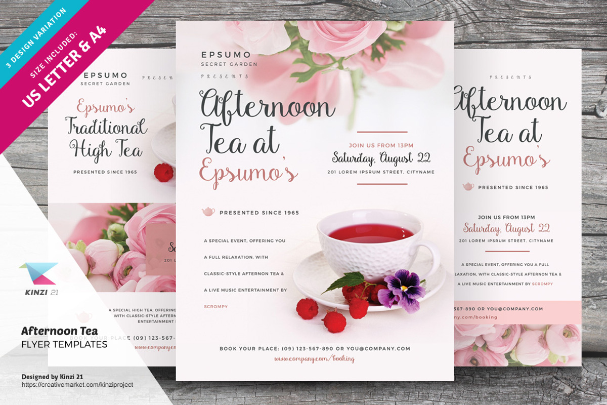 Afternoon Tea Flyer Templates, a Flyer Template by kinzi21