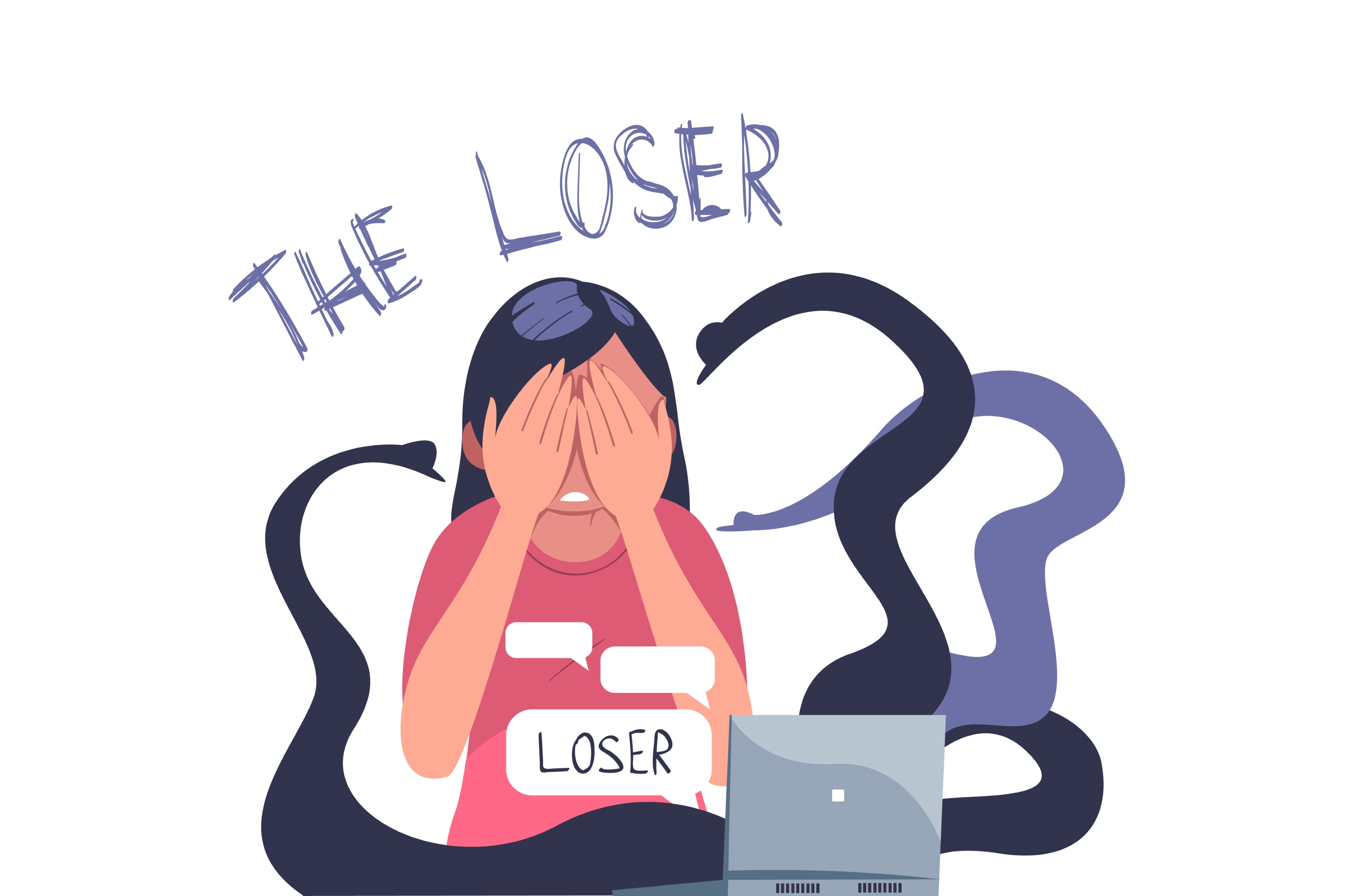 Teen Girl Victim of Cyberbullying, an Illustration by TopVectors