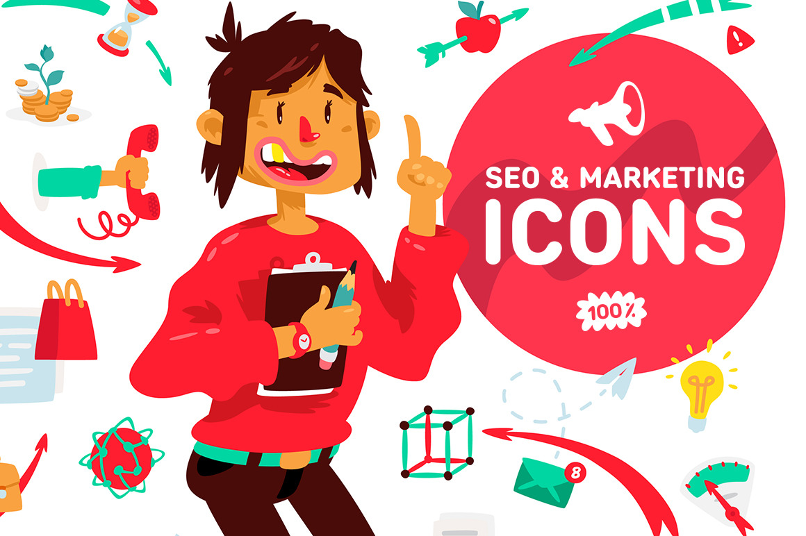 Characters and icons of marketing!, a Finance Illustration by GeekClick