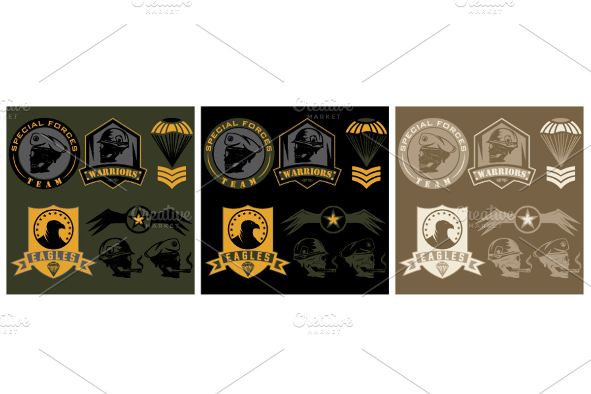 Unit military emblems, an Illustration by UVAconcept | Creative Market