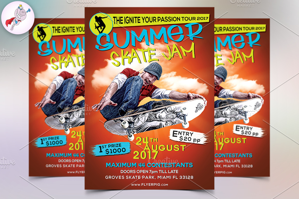 Skateboarding Flyer, a Flyer Template by FlyerPig