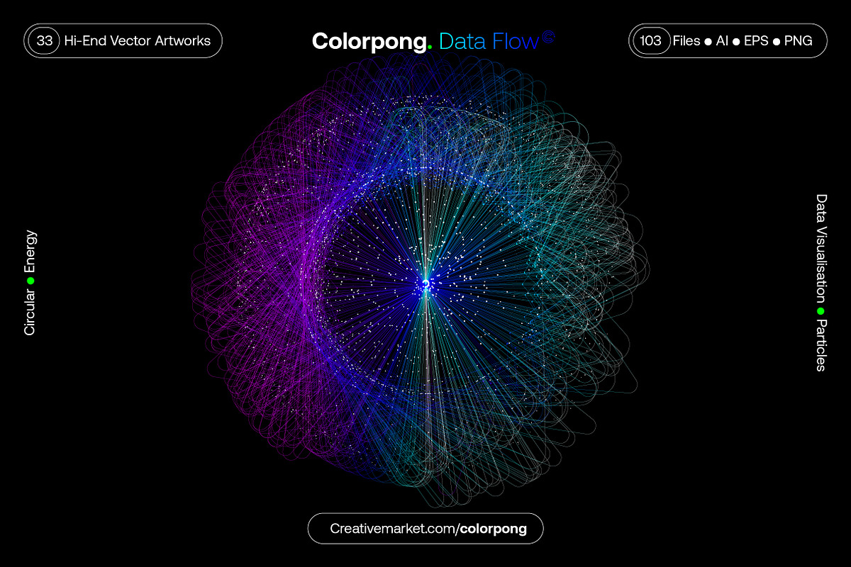 Data Flow - Vector Bundle, a Technology Illustration by Colorpong