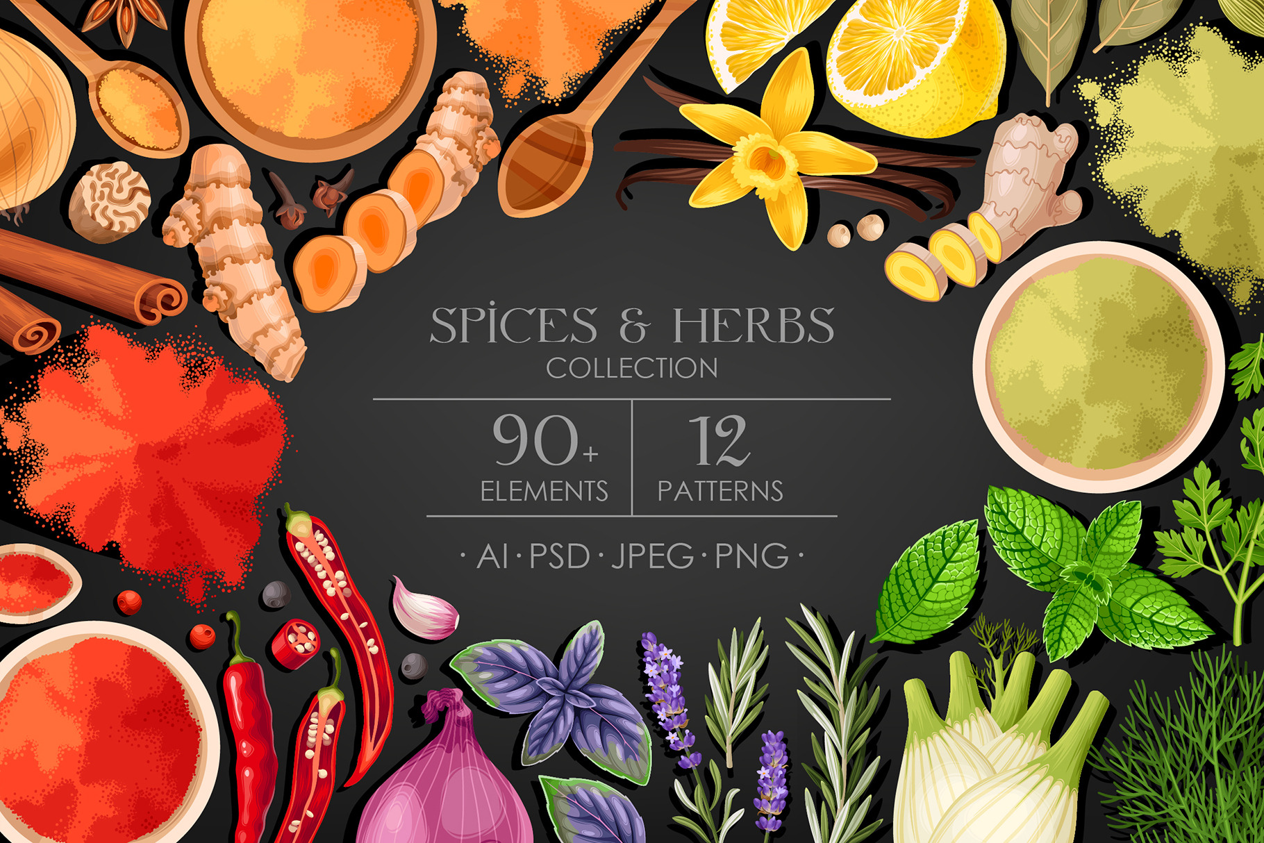 Spices and Herbs Bundle, a Food Illustration by GreyLilac | Creative Market