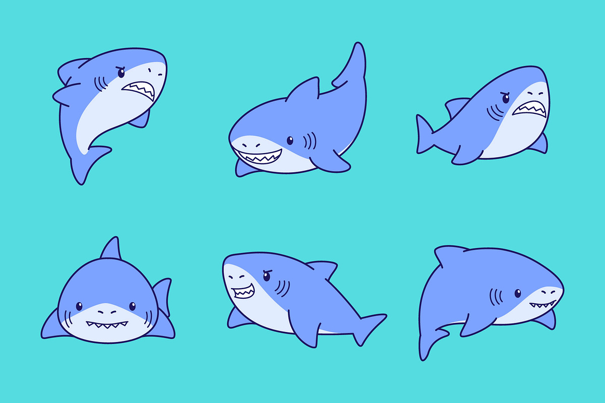 Cute Shark Clipart Illustration, an Animal Illustration by Rafiart26 ...