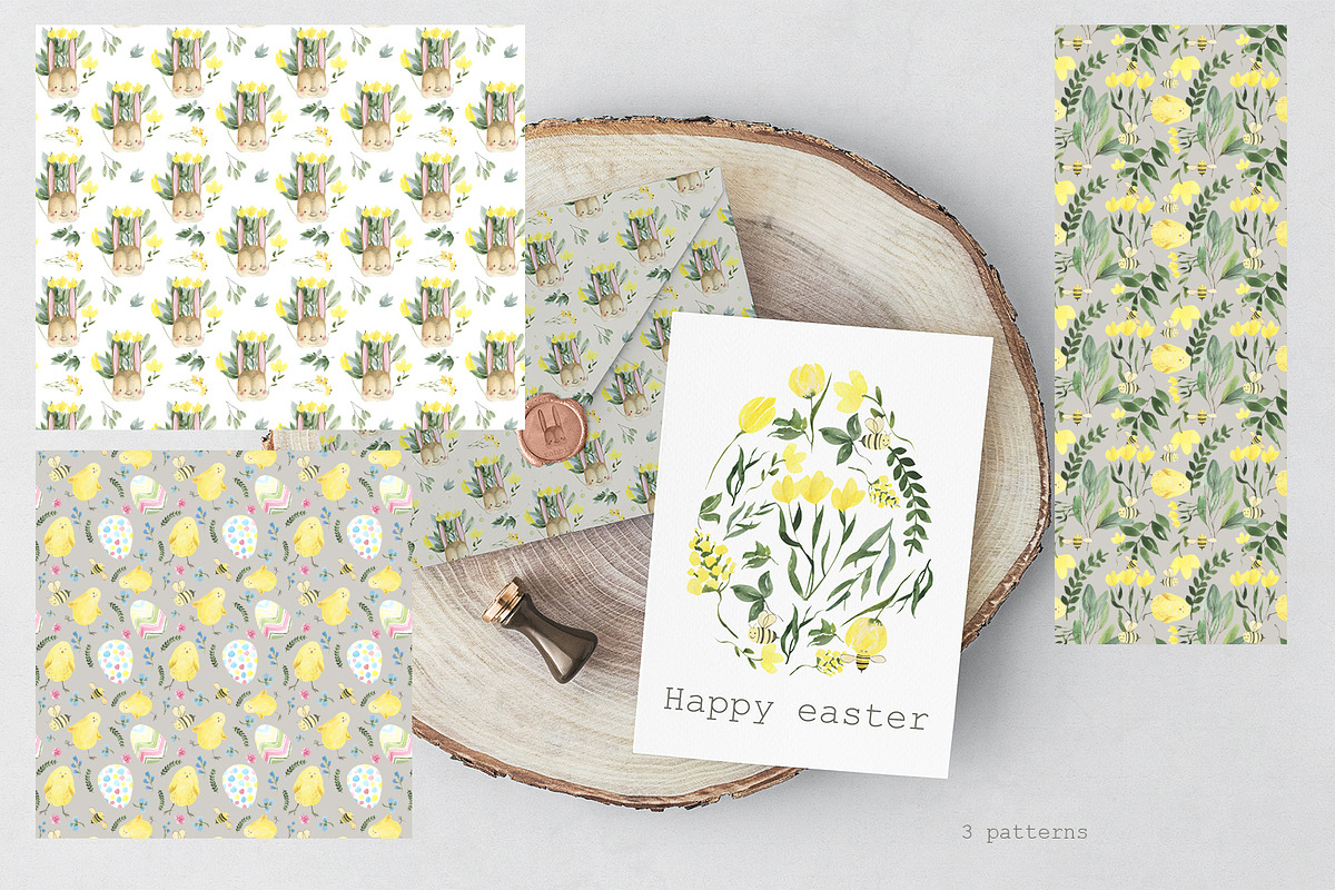 Easter Rabbit. Watercolor set