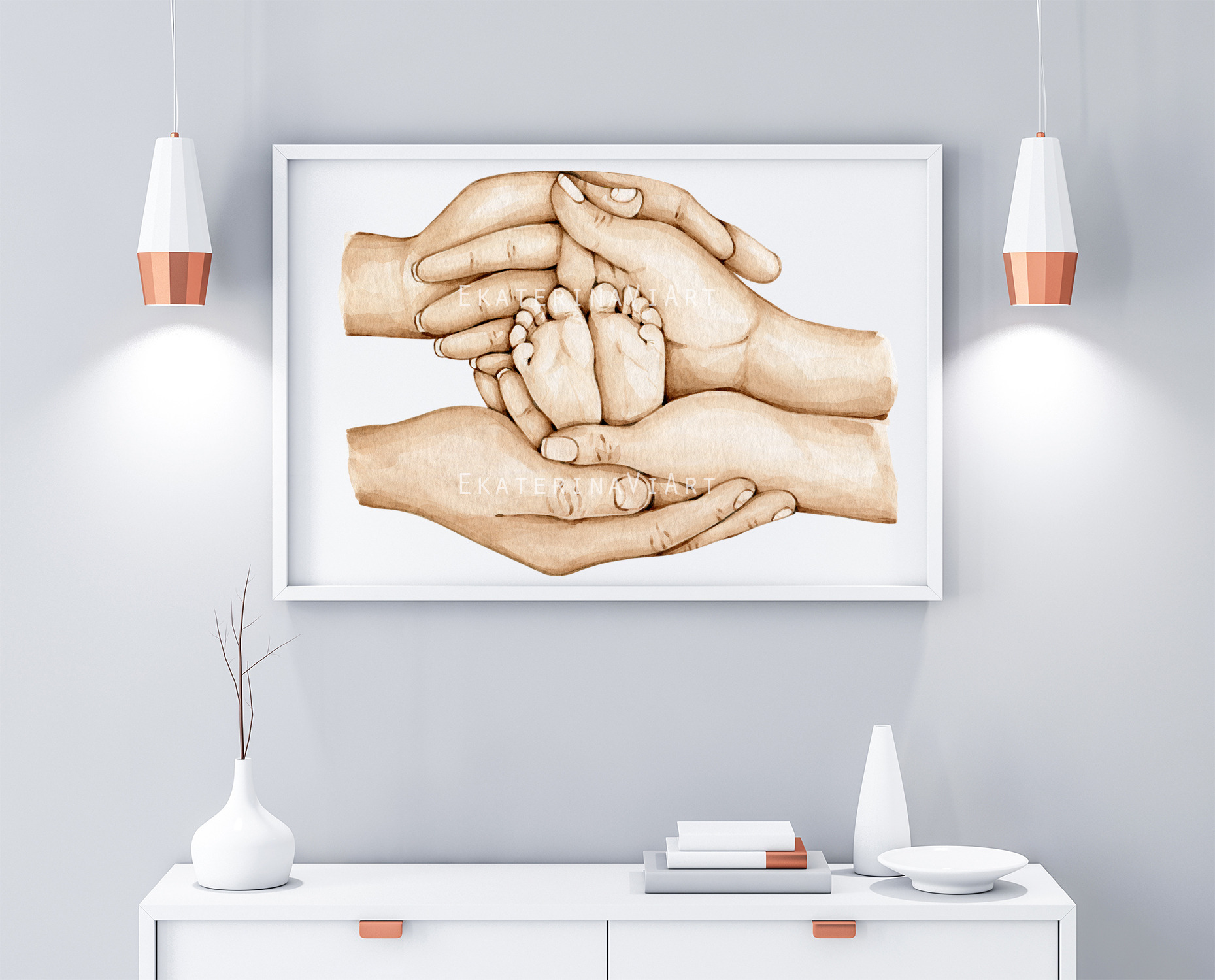 Family Hands & Baby Feet, a Decorative Illustration by EkaterinaViArt