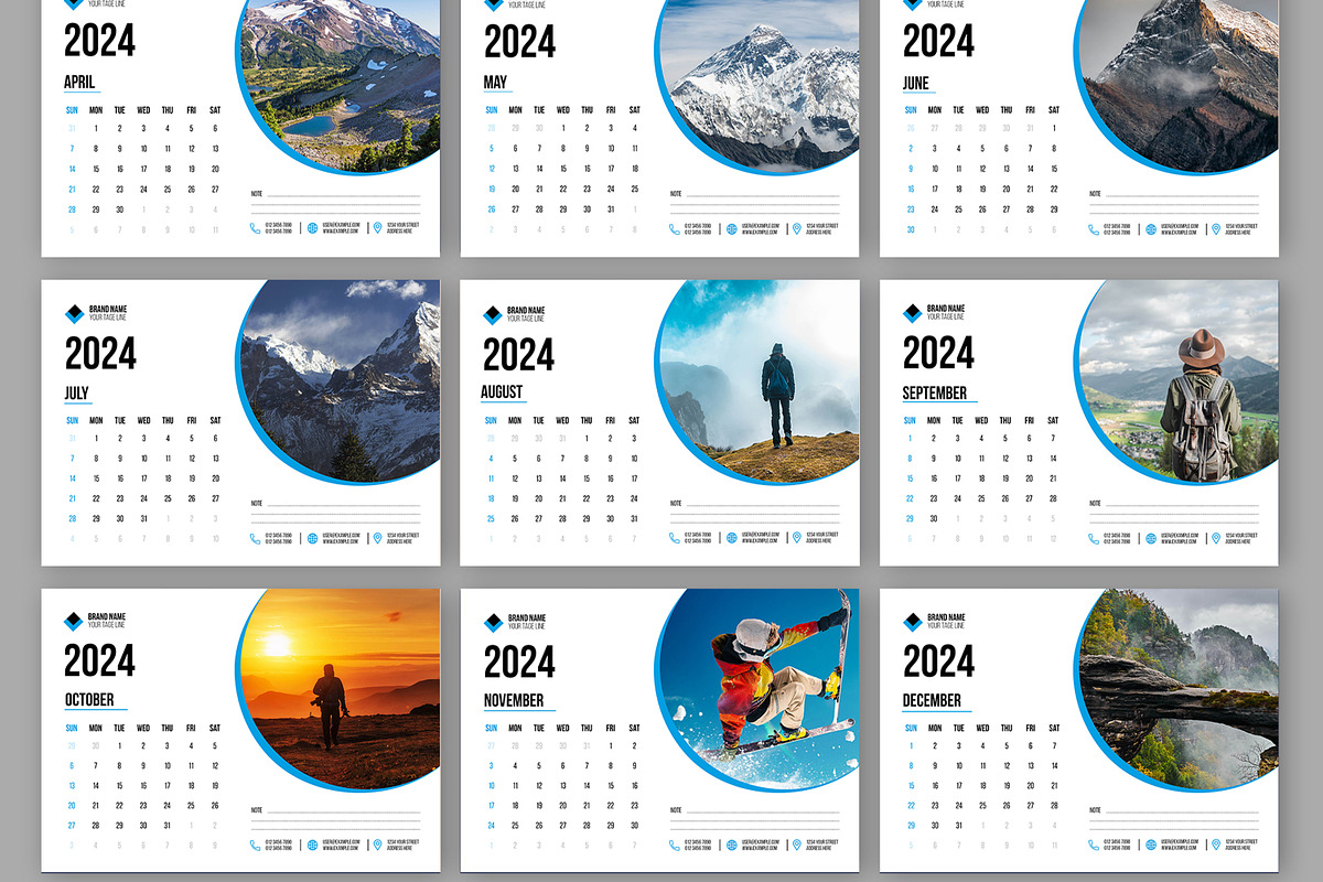 2024 Desk Calendar Design Template