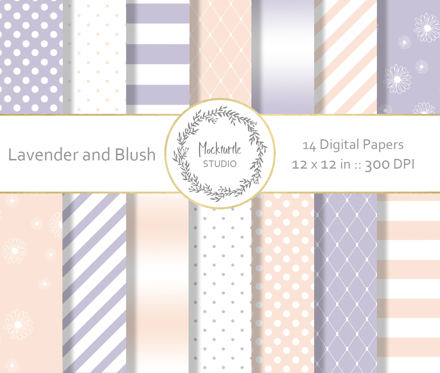 Lavender and Blush digital paper, a Pattern Graphic by MockTurtleStudio
