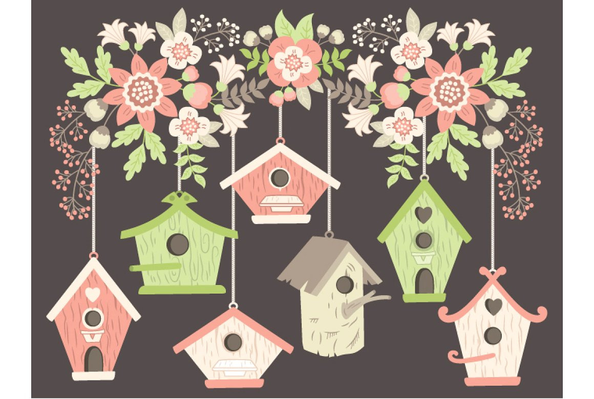 Vector Birdhouse Clipart | Illustrations ~ Creative Market