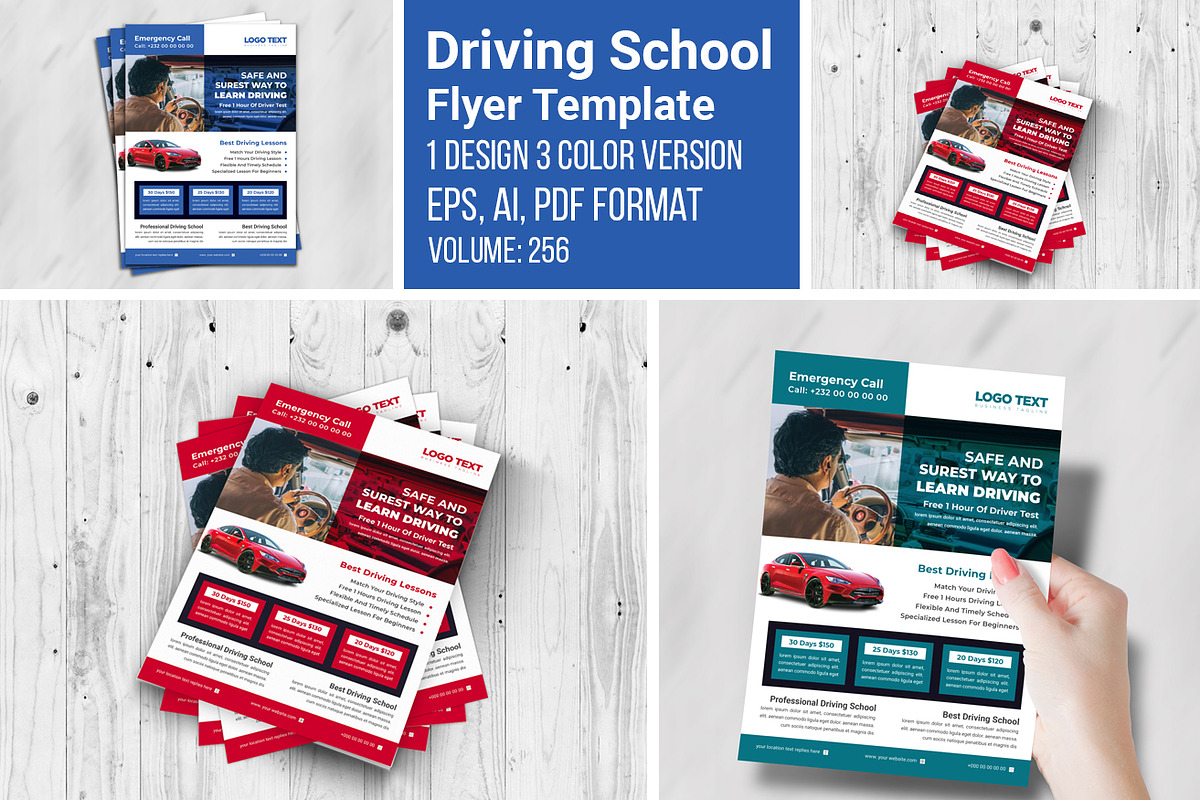 Driving School Flyer Template Design, a Flyer Template by MRI STUDIO